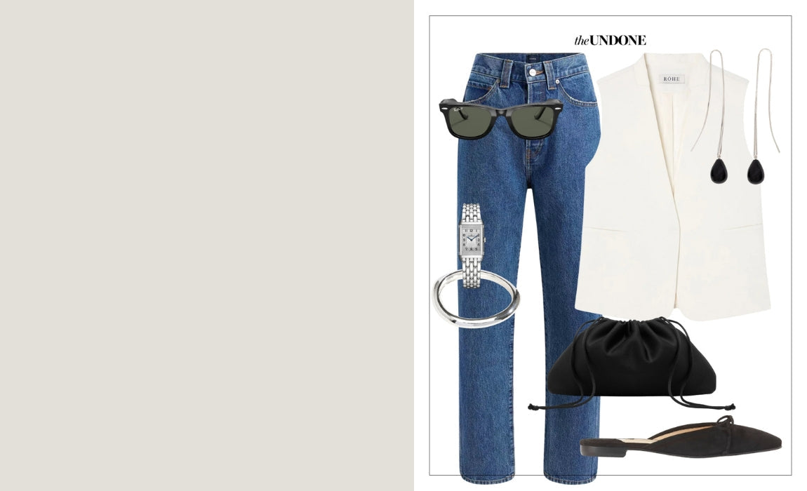 Outfit: Blue Jeans and White Vest – The UNDONE