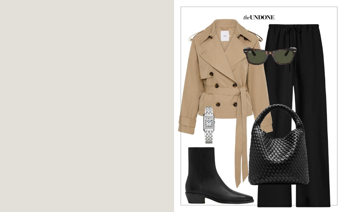 Outfit: Black Pants, Short Trench and Boots – The UNDONE