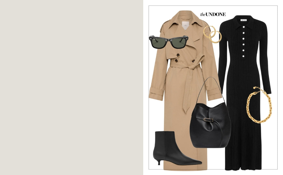 Outfit: Trench, knit dress and boots – The UNDONE