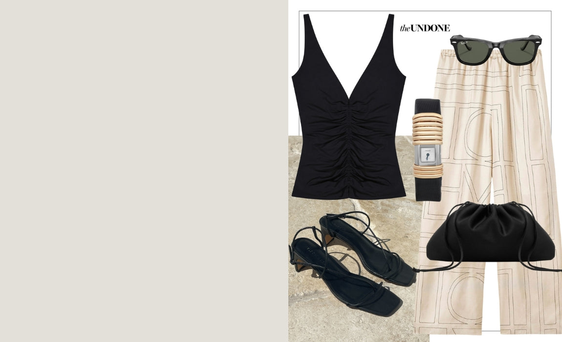 Outfit: Black Tank and Beige Silk Pants – The UNDONE
