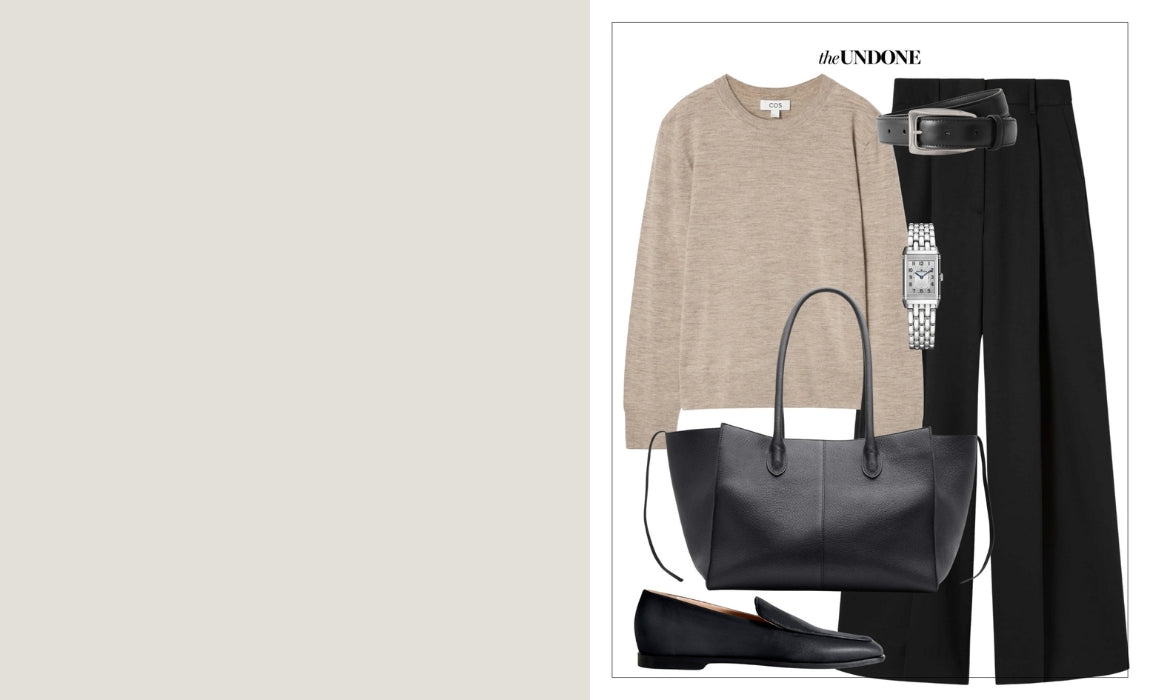 Outfit: Black Pants and Beige Jumper – The UNDONE