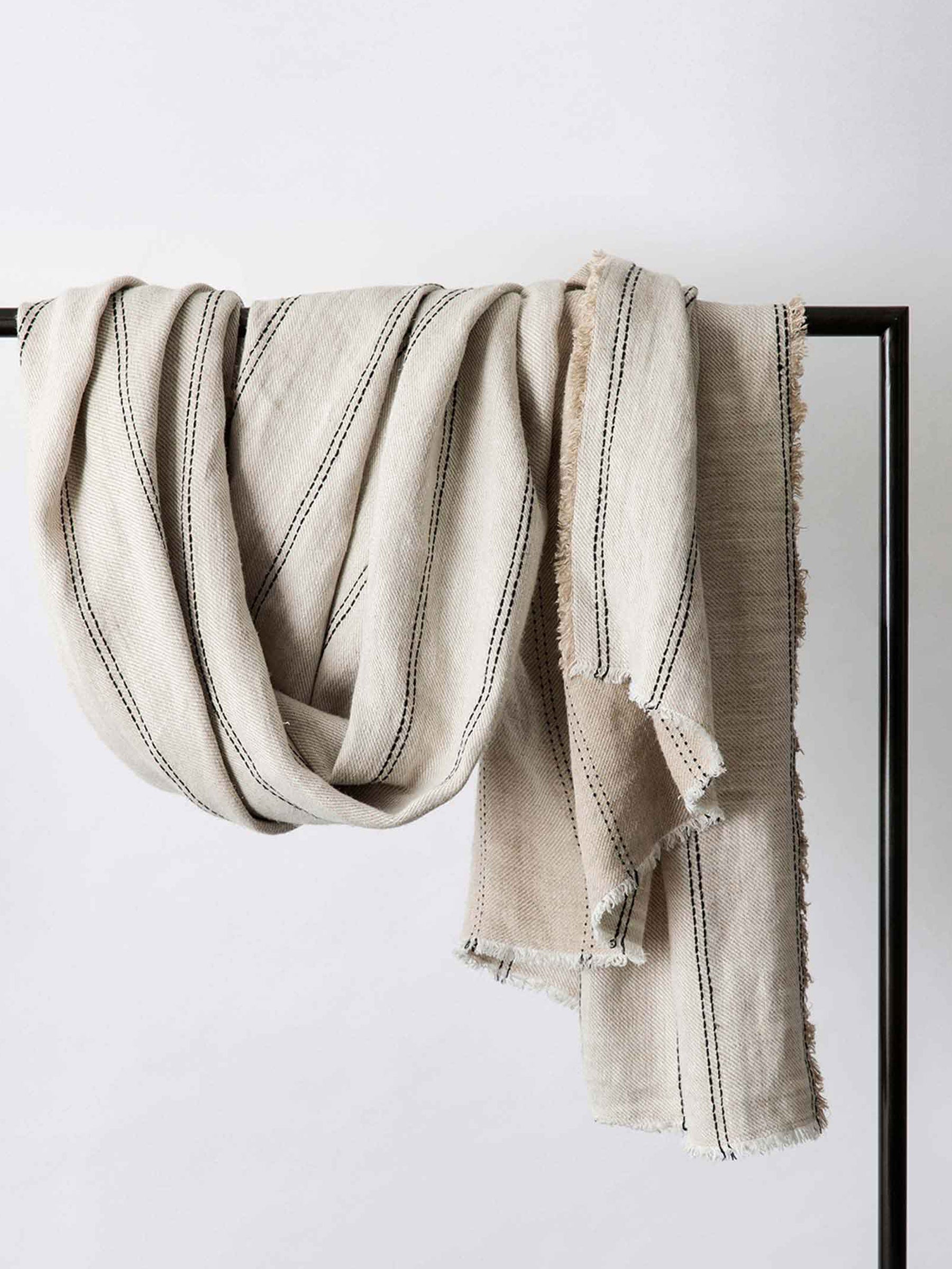 CULTIVER | Mira Linen Throw in Stripe Ana | The UNDONE
