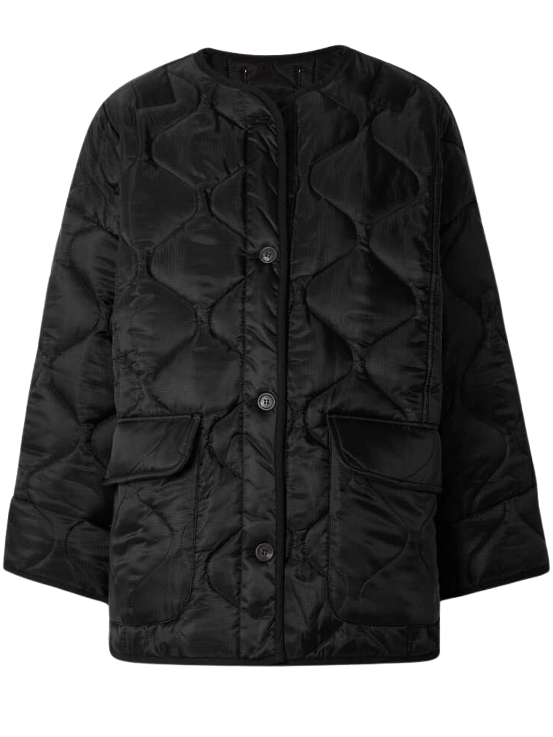 The Frankie Shop | Quilted Padded Ripstop Jacket in Black | The UNDONE