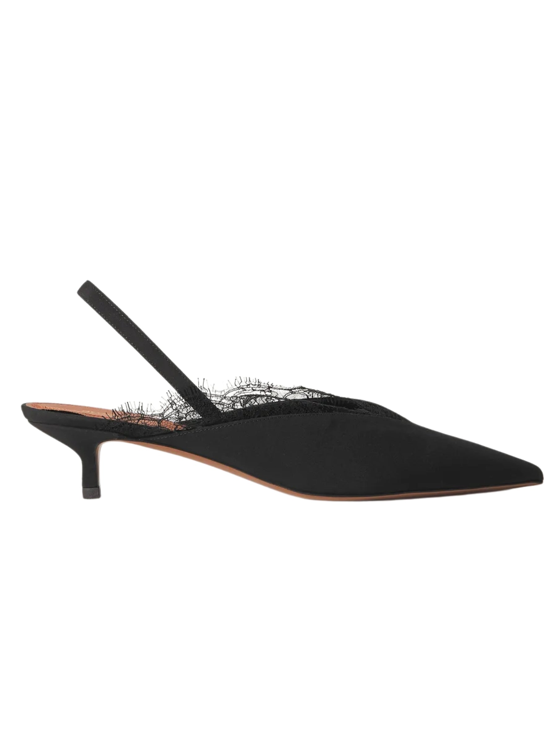 NEOUS Irena lace-trimmed crepe de chine slingback pumps | TheUNDONE ...