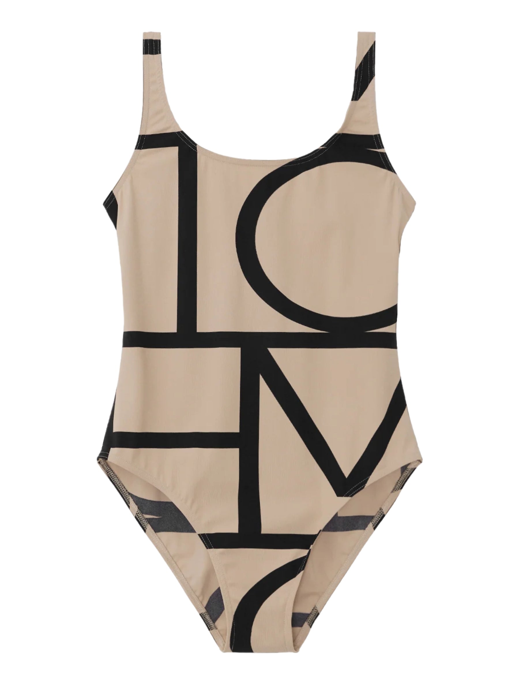Monogram Swimsuit in Beige and Black | TOTEME – The UNDONE