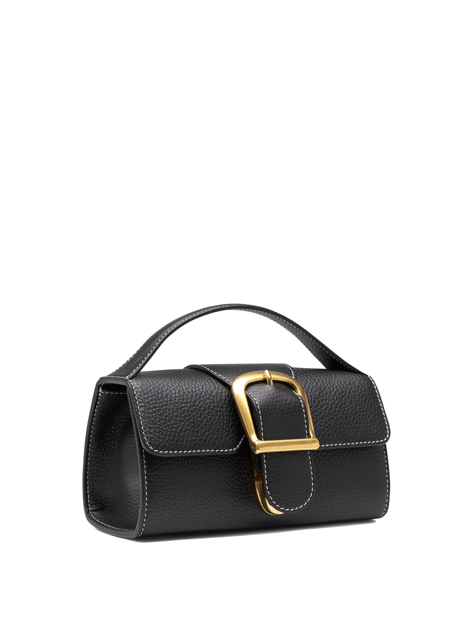 Rylan | Mini Satchel Bag With Flat Handle in Black | The UNDONE