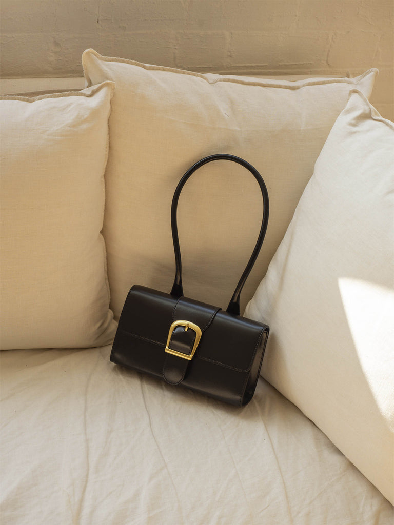 Rylan | Small Satchel Bag With Long Handle in Black | The UNDONE by Rylan