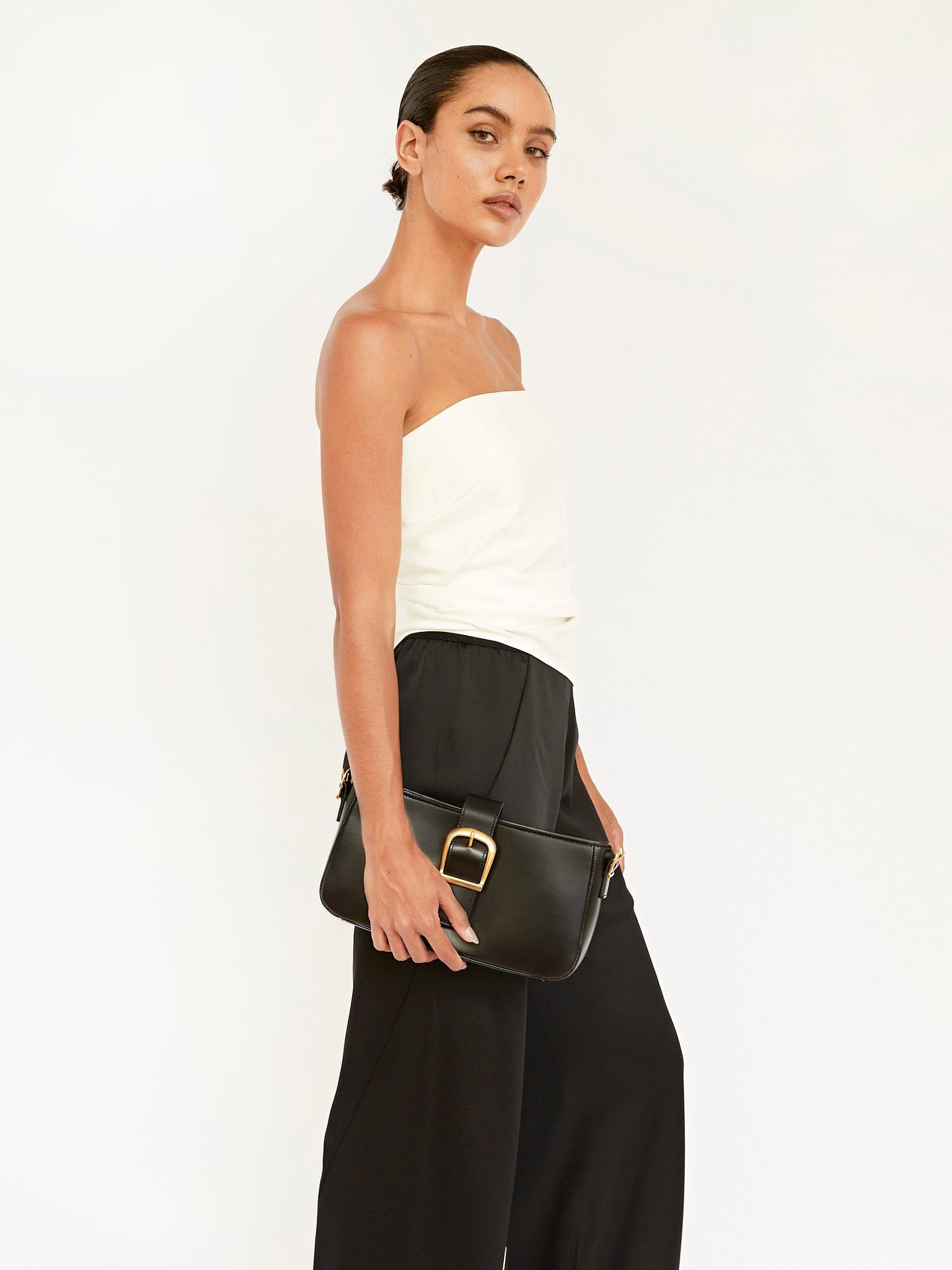 Rylan | Black Soft Baguette Bag | The UNDONE